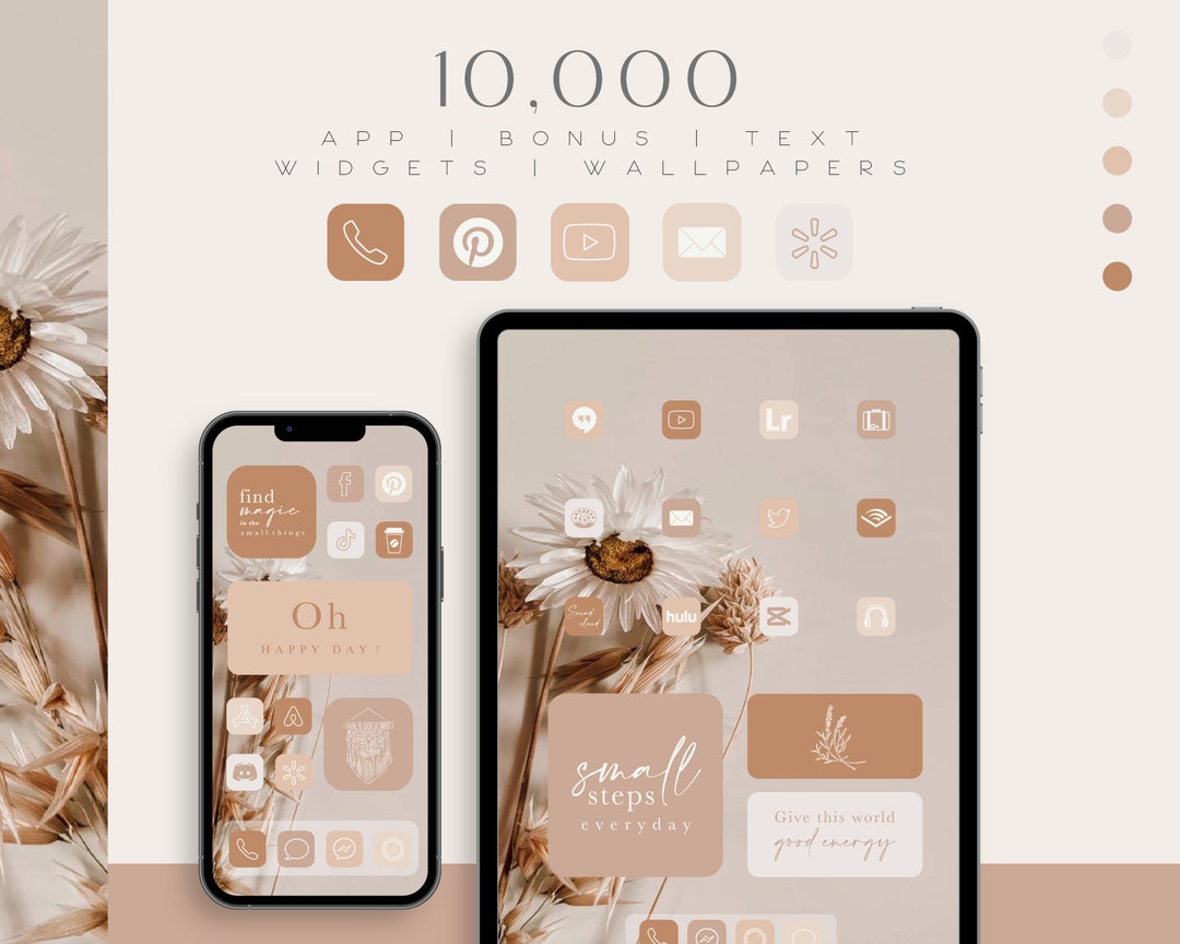 Ios Beige App Icons, Warm Beige Icon Pack Aesthetic Original Homescreen for iPhone and iPad ...