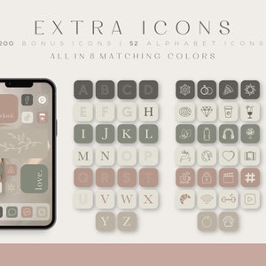 Ios Green and Pink App Icons, Neutral Icon Pack - Aesthetic Original ...