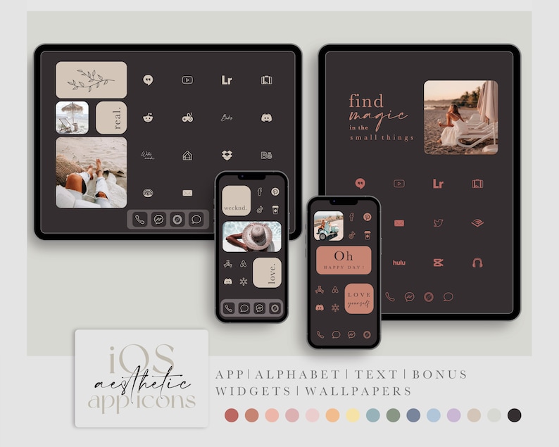 Ios Big Black Bundle Aesthetic Dark and Multicolor - Etsy