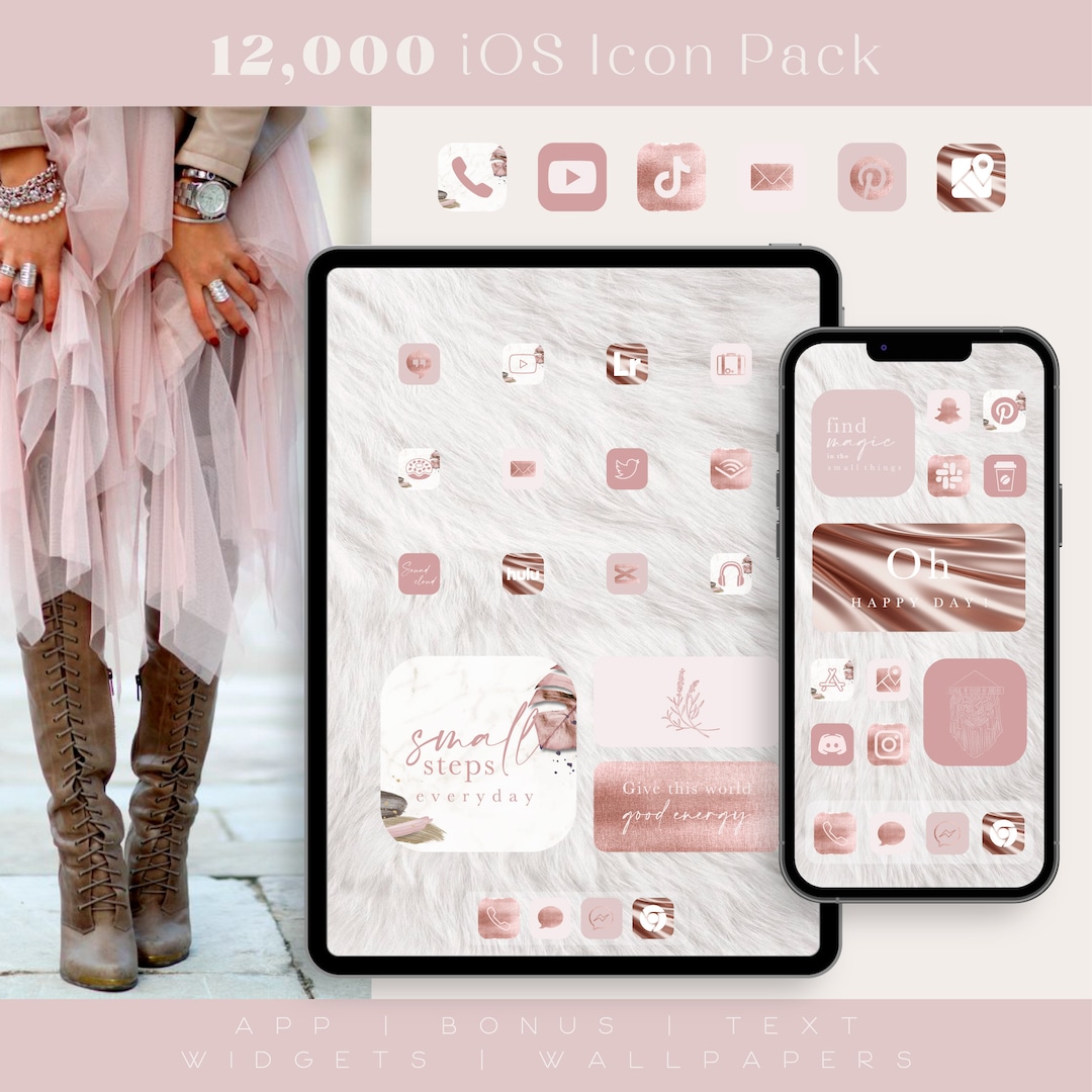 Ios Rose Gold and Pink App Icons, Neutral Icon Pack - Aesthetic ...
