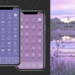 Purple Ios App Icons, Pack of 5 Different Purple Icons, Aesthetic Mauve ...