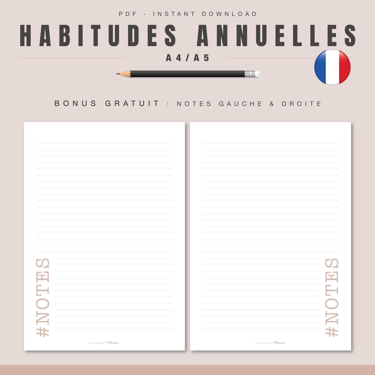Yearly Habit Tracker in French - Printable Tracker for Diary - Etsy
