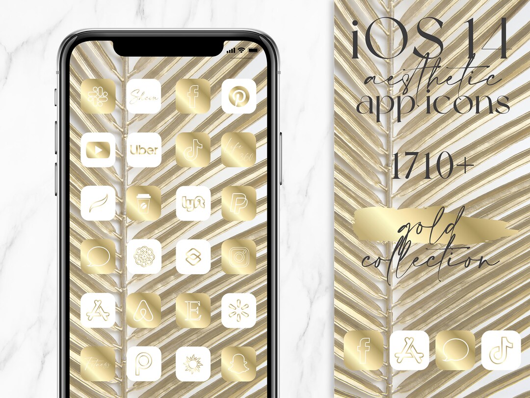 Ios Gold App Icons, White and Gold, Pack of Aesthetic Gold Icons and ...