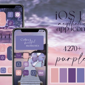 Purple Ios App Icons, Pack of 5 Different Purple Icons, Aesthetic Mauve ...