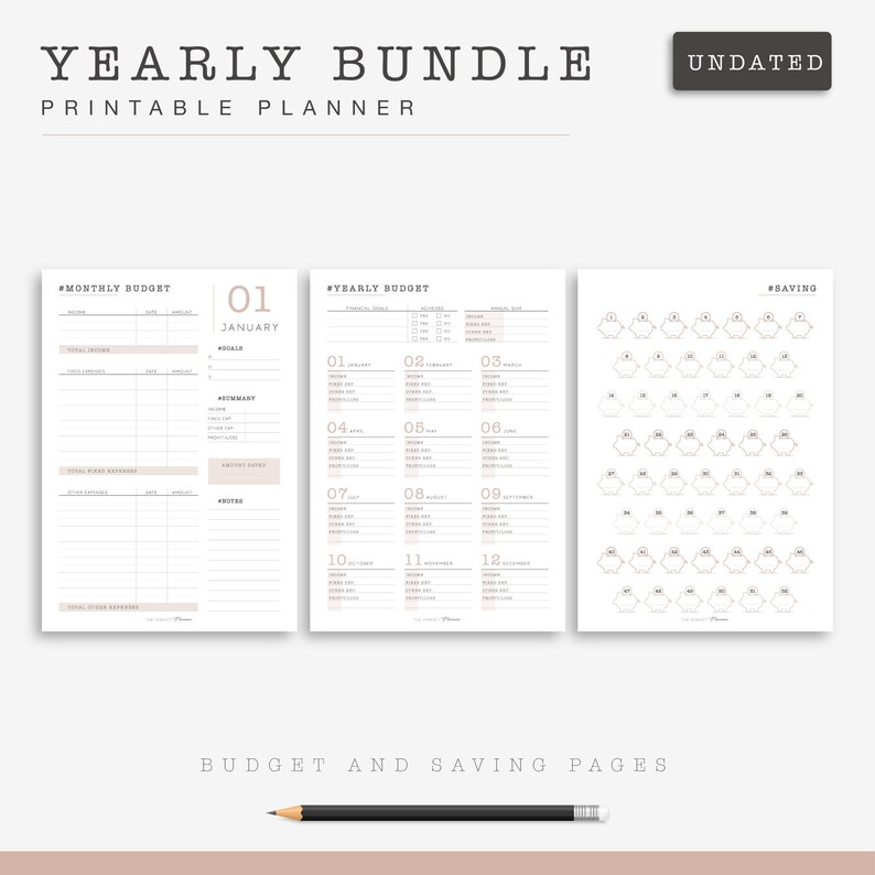 Printable Undated Planner - Annual, Monthly, Weekly and Daily Inserts ...