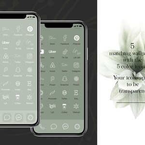 Ios Green App Icons, Pack of 5 Different Green Icons, Aesthetic Palm ...