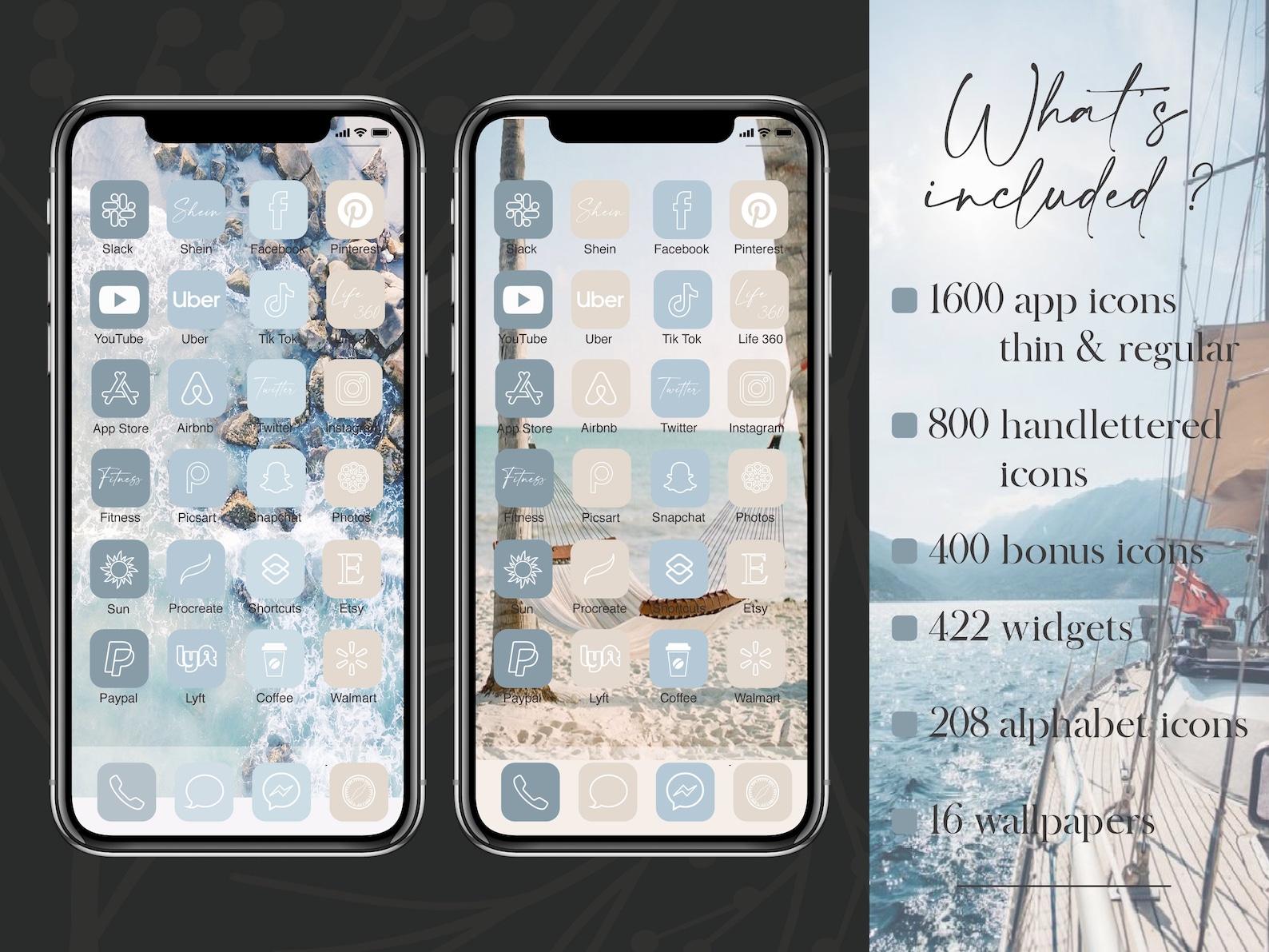 Ios 14 Beach App Icons Blue Beach Pack Icons Aesthetic Line - Etsy