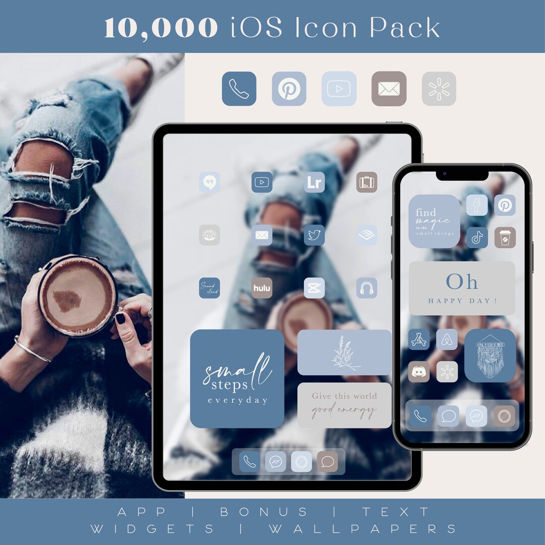 Ios Blue App Icons, Neutral Blue and Beige Icon Pack - Aesthetic ...