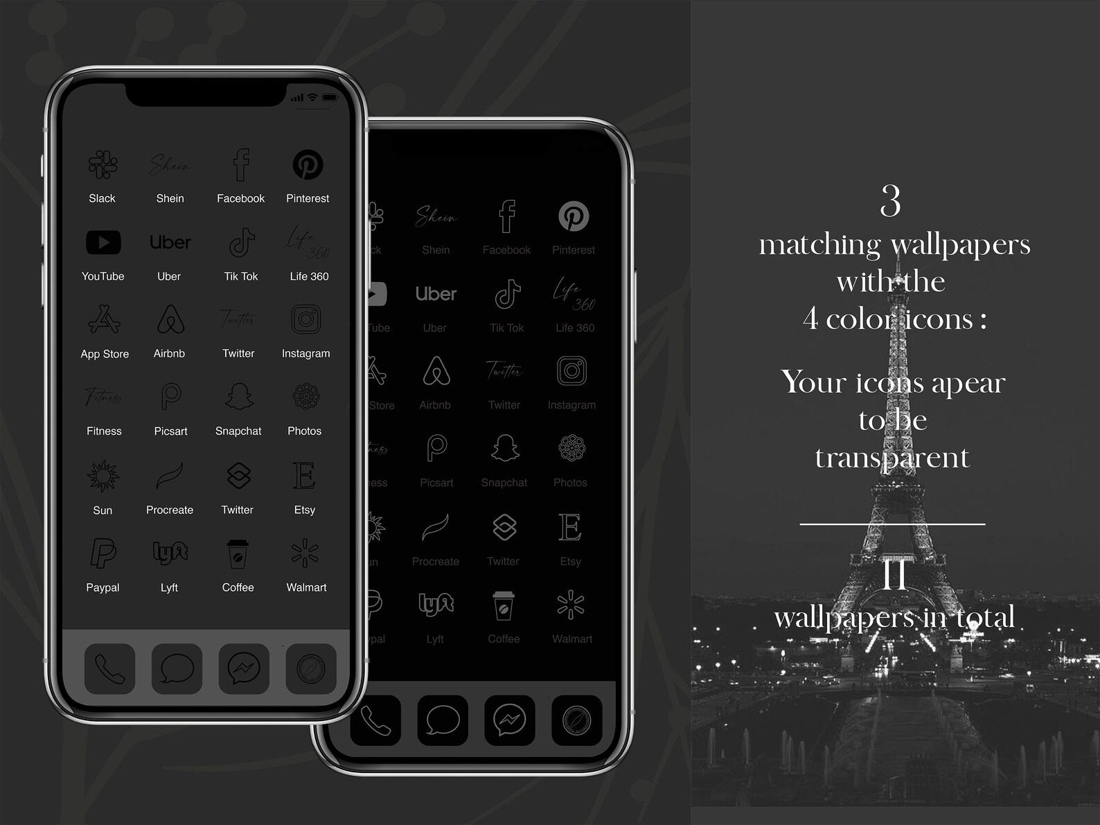 Iphone Ios 14 Fall App Icons Black Icons Pack Aesthetic Dark - Etsy