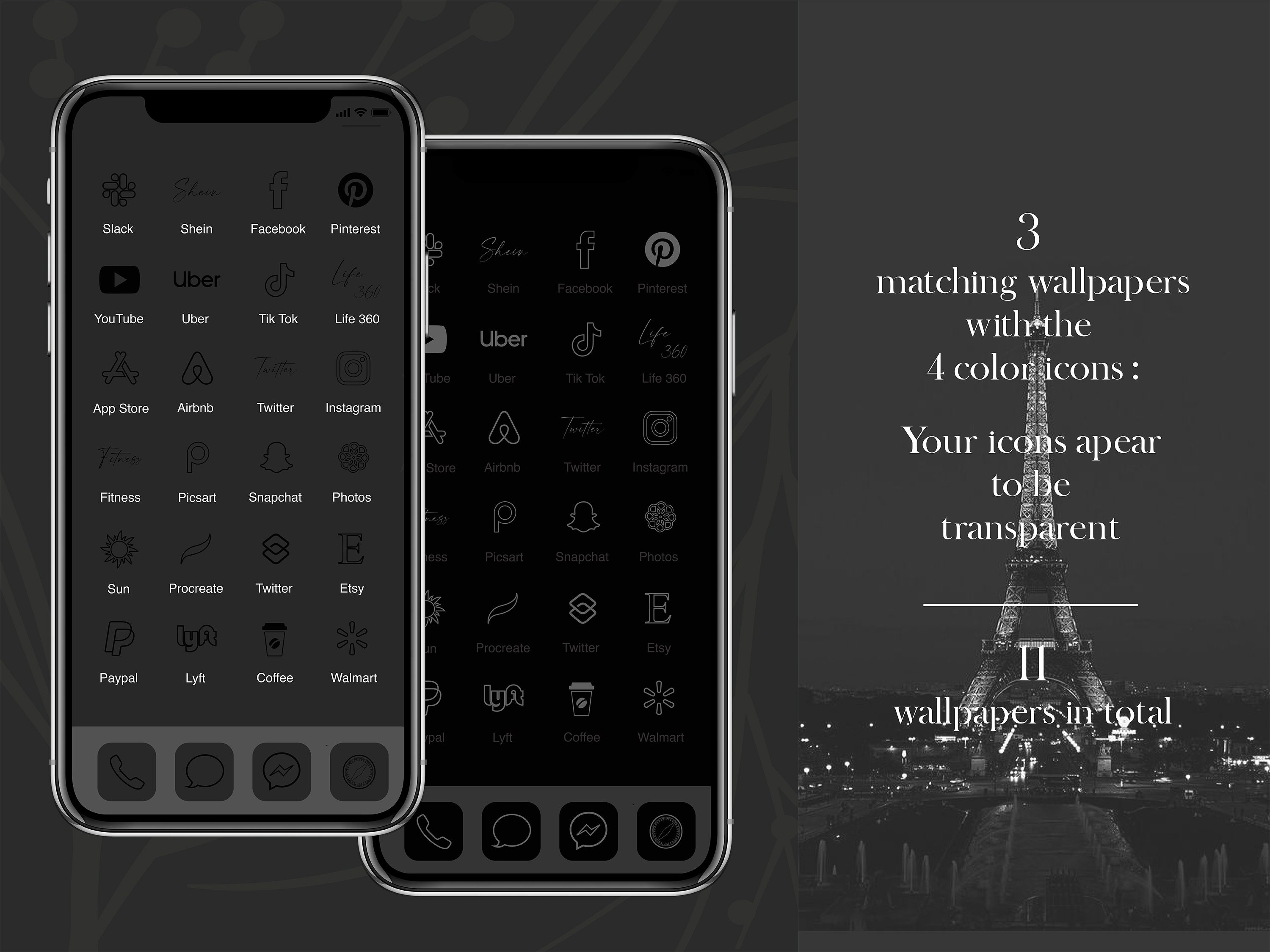 Iphone Ios 14 Fall App Icons Black Icons Pack Aesthetic Dark - Etsy