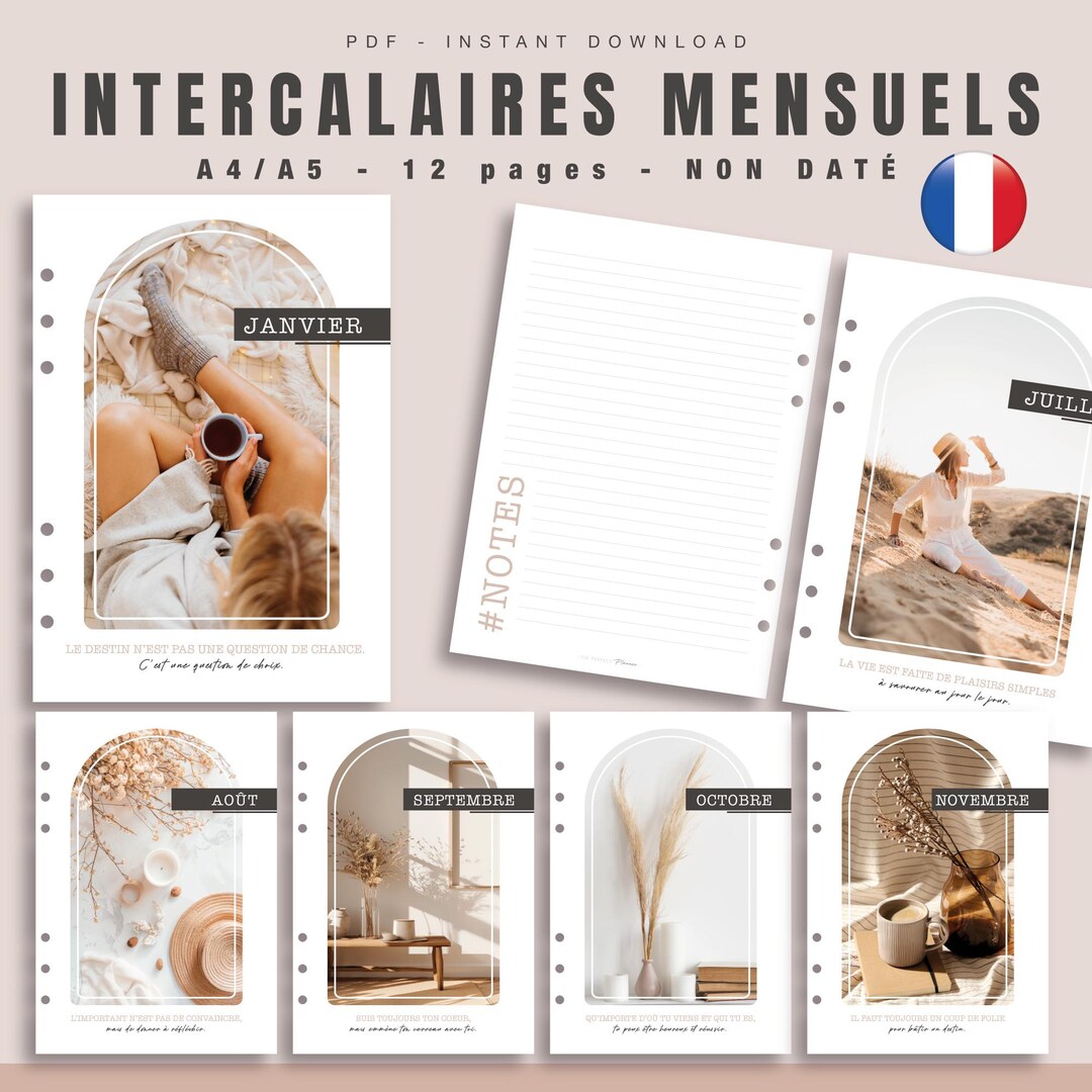 Printable Monthly Dividers in French - Undated Monthly Dividers for ...