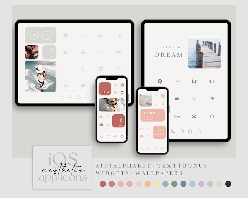 Ios Big Bundle Aesthetic Cream and Multicolor Homescreen for - Etsy