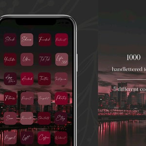 Ios Burgundy App Icons, Pack of Bordeaux Tones Icons, Aesthetic Line ...