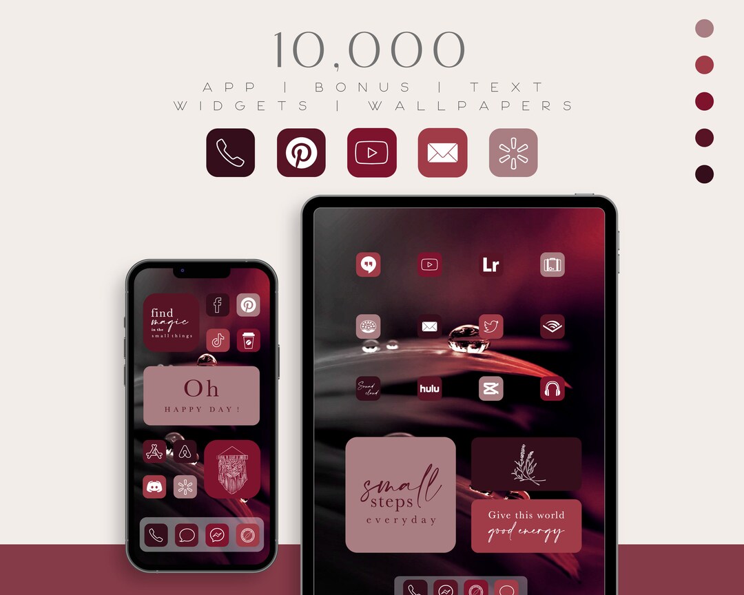 Ios Burgundy App Icons Aesthetic Original Homescreen for iPhone and ...