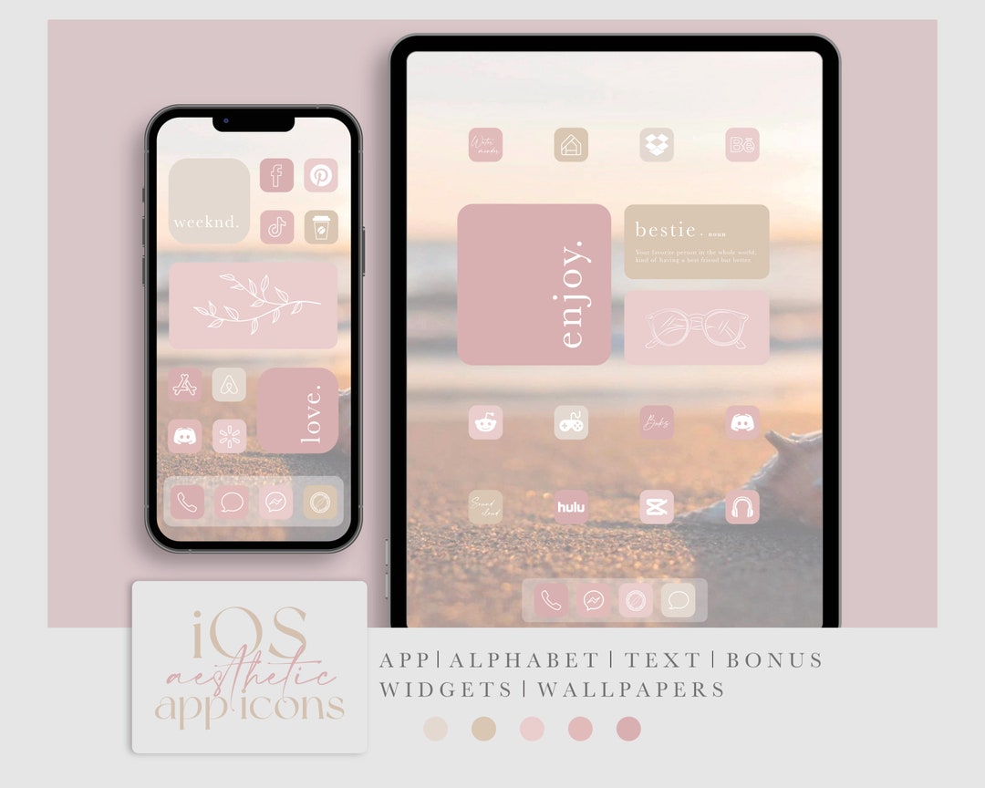 Ios Beach Pink App Icons, Neutral Beige and Pink Homescreen Pack ...
