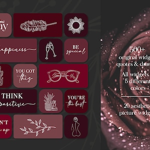 Ios Burgundy App Icons, Pack of Bordeaux Tones Icons, Aesthetic Line ...