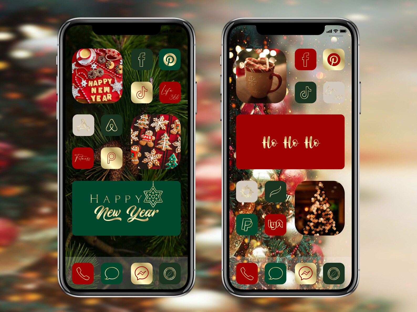 Christmas Ios App Icons Green Red and Gold Christmas Icon | Etsy