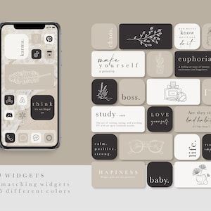 Ios Beige and Black App Icons, Neutral Homescreen Pack - Aesthetic ...