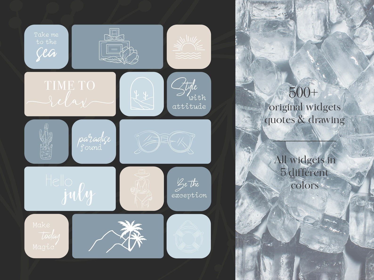 Ios 14 Beach App Icons, Blue Beach Pack Icons, Aesthetic Line Art and ...