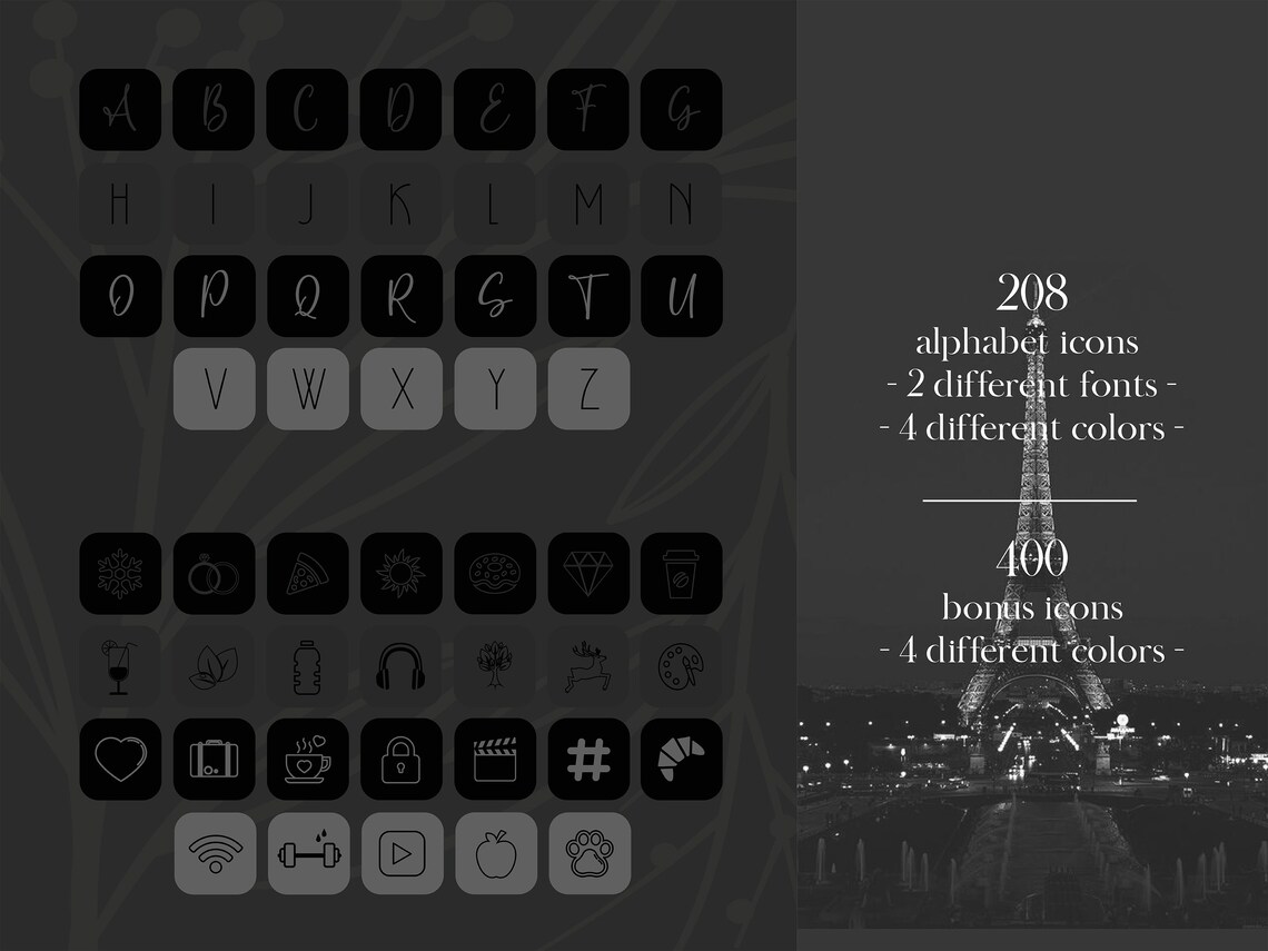 Iphone Ios 14 Fall App Icons Black Icons Pack Aesthetic Dark - Etsy