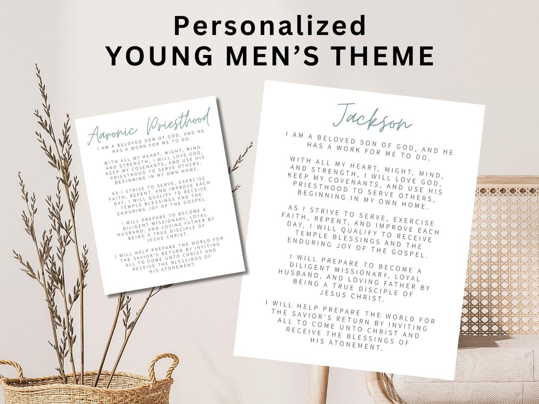 Young Men Theme Printable Personalized instant Digital Download for ...
