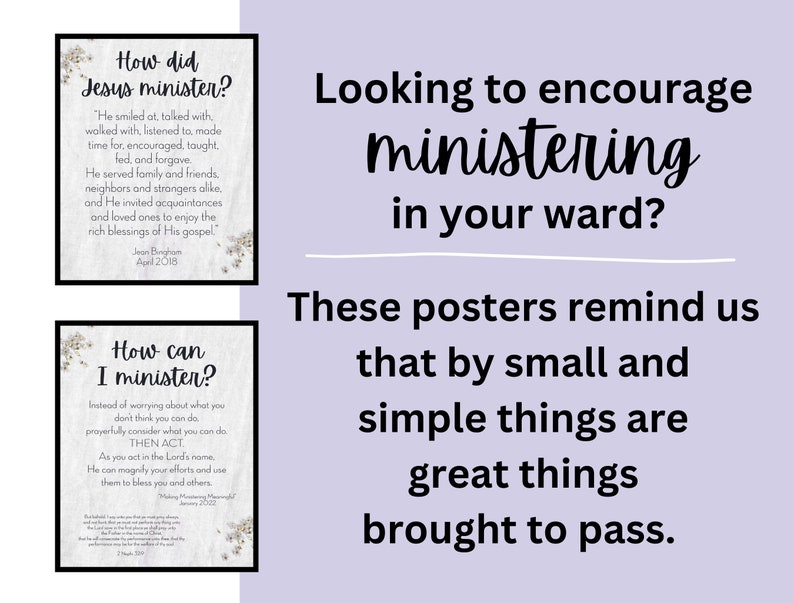 Instant Digital Download Ministering Posters for Relief Society ...