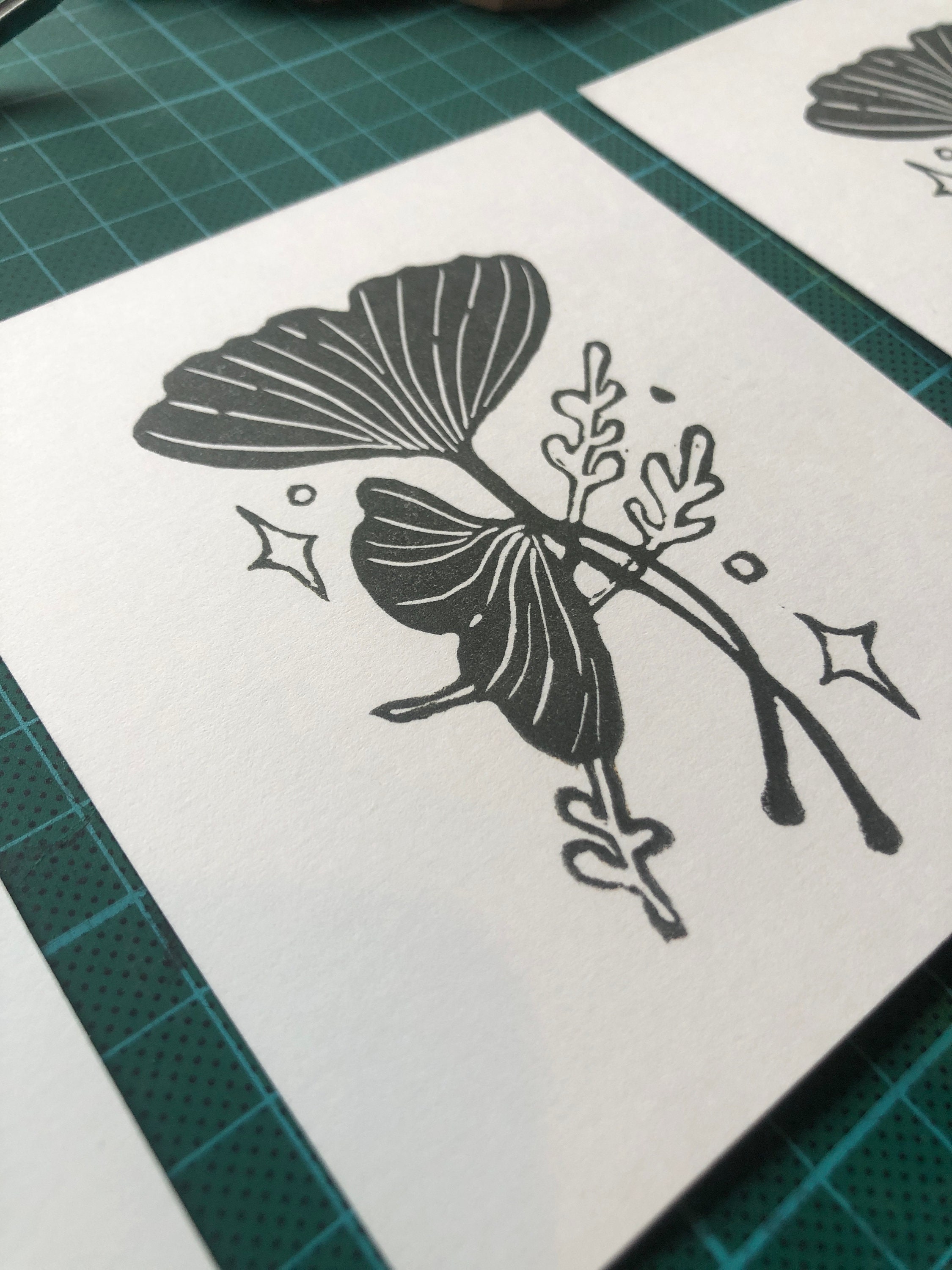 Mini Ginkgo Linocut Printmaking Original Block Print Hand Carved Hand ...