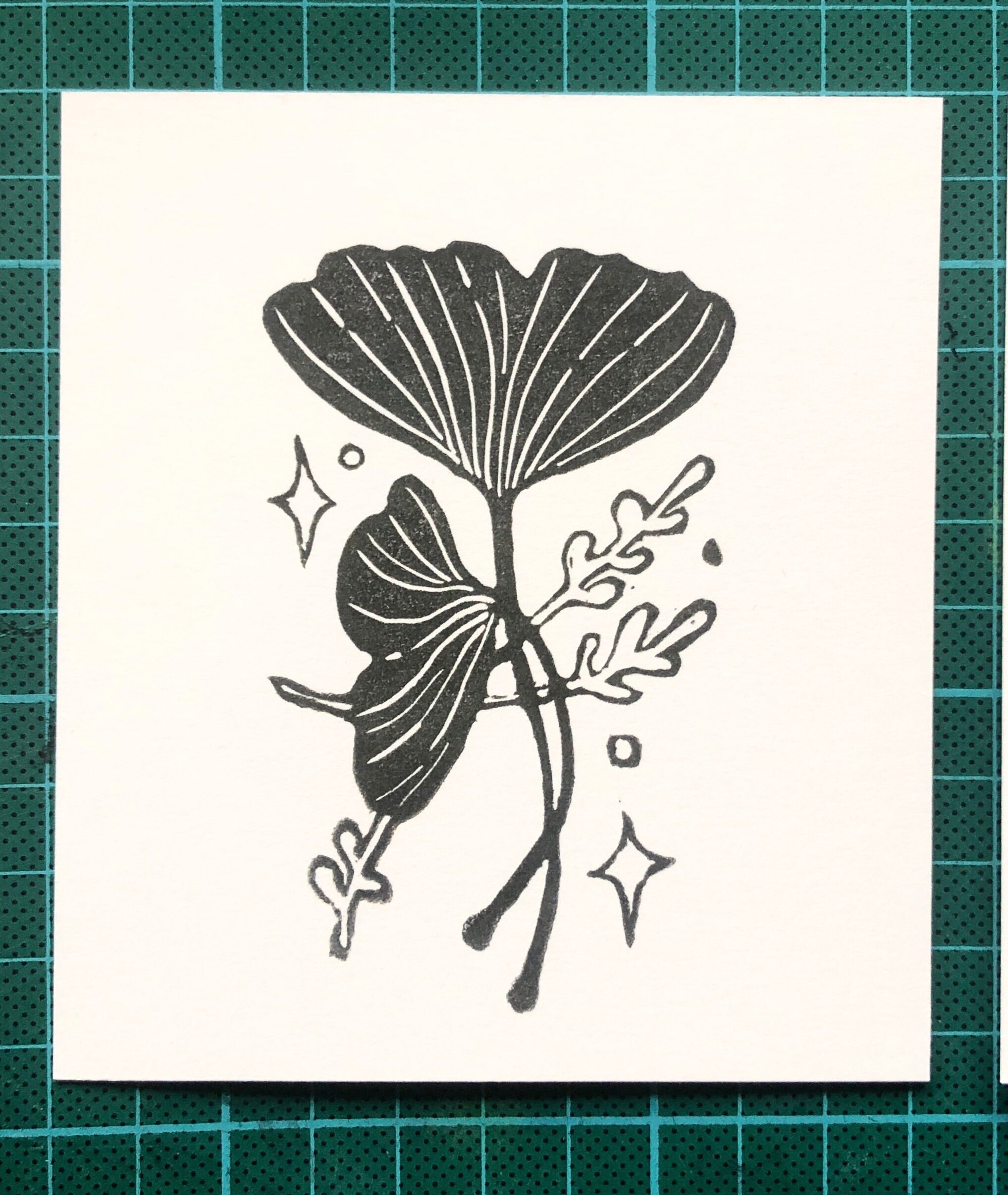 Mini Ginkgo - Linocut - Printmaking - Original Block Print - Hand ...