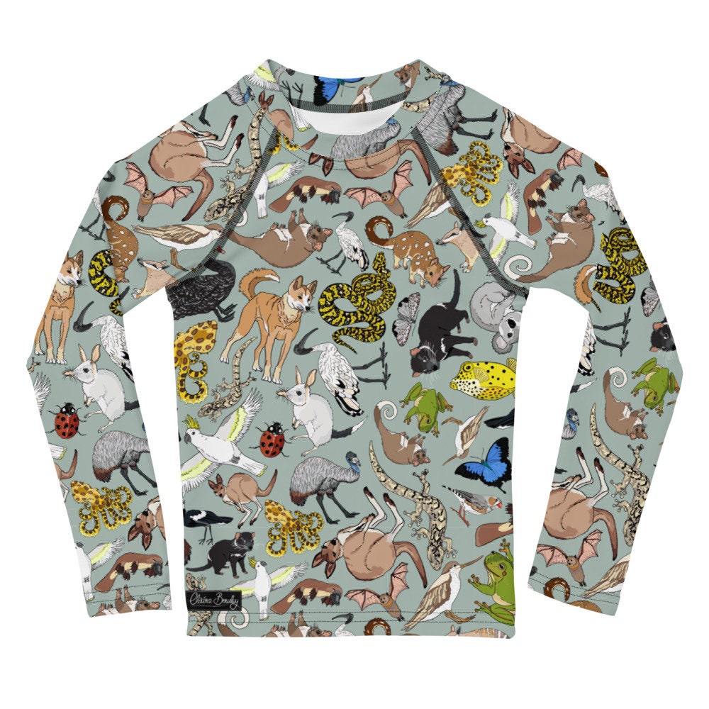 Kids Australian Animals Rash Guard Sage - Etsy