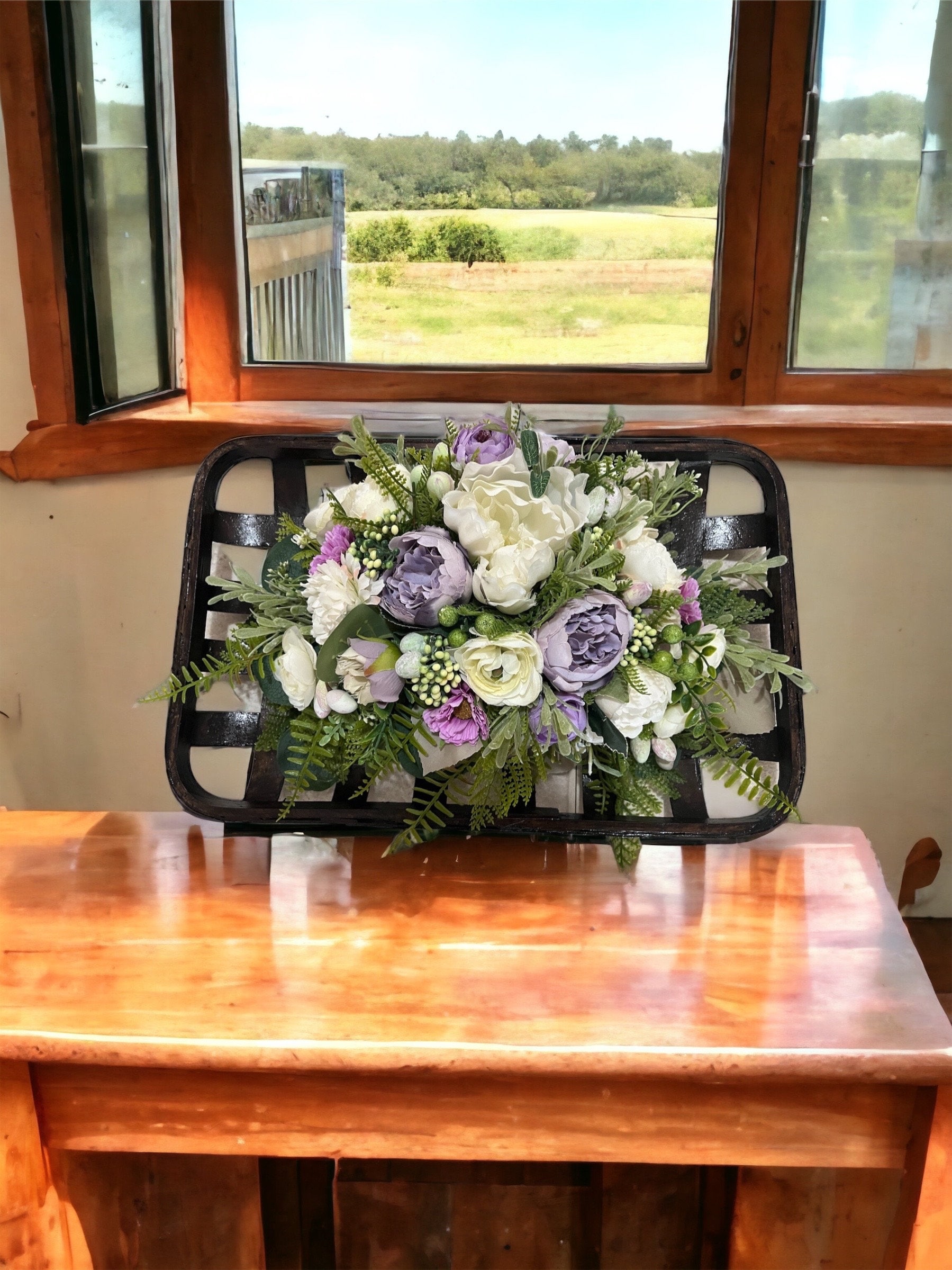 Tobacco Wreath, Wall Basket With Flowers, Tobacco Basket With Roses ...