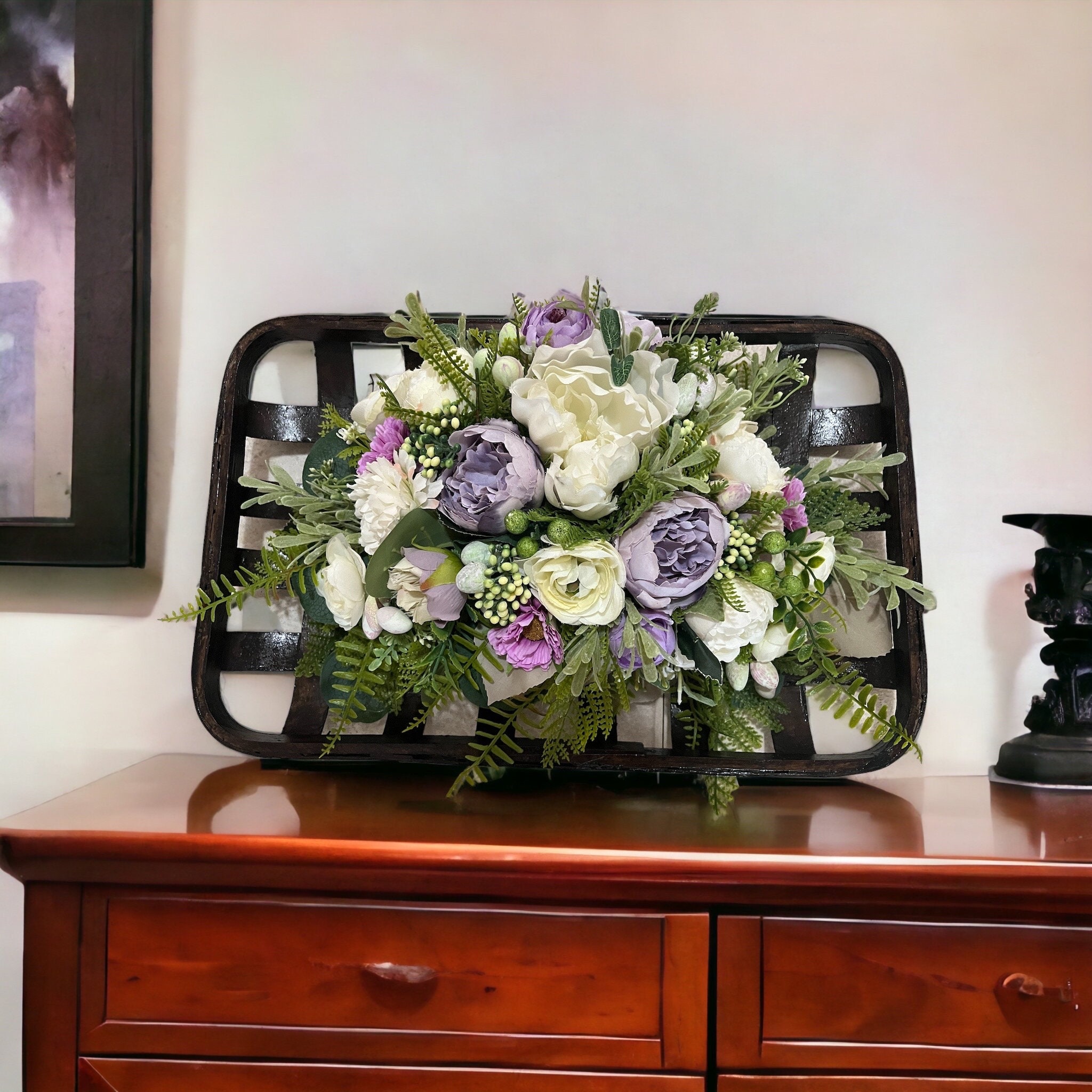 Tobacco Wreath, Wall Basket With Flowers, Tobacco Basket With Roses ...