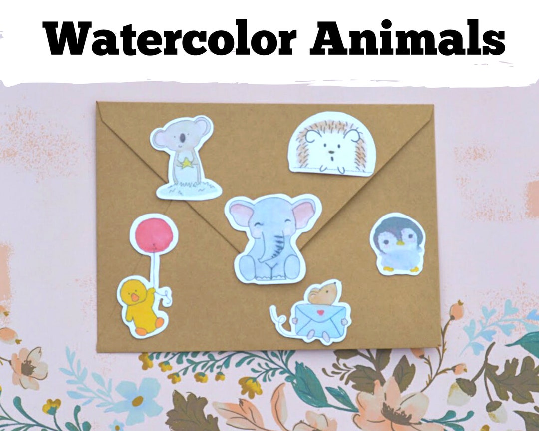 Water Color Animal Sticker Pack Craft, Gift, Bullet Journal, Water ...