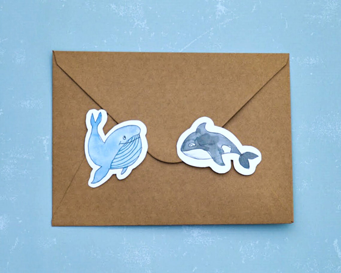 Water Color Whale Sea Creature Sticker Pack Craft Gift - Etsy