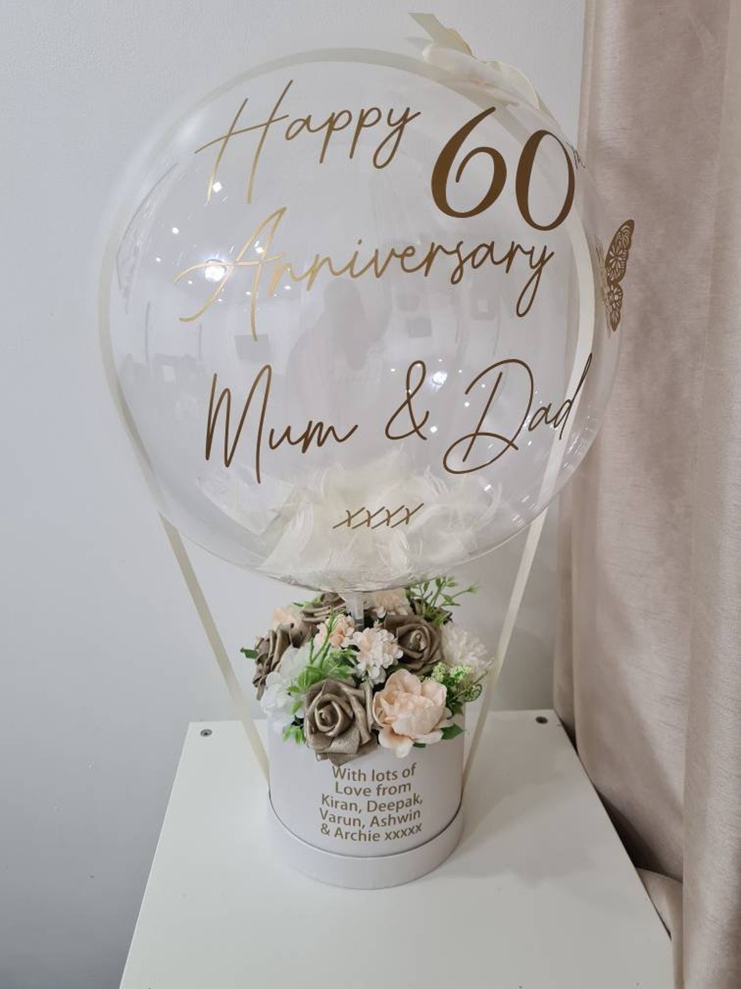 Personalized Hot Air Balloon Bouquet With Artificial Flowers - Etsy UK