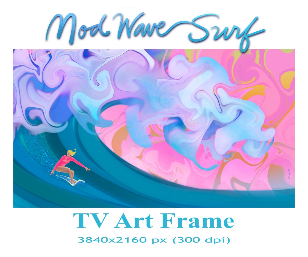 TV Frame Surfer Girl, Ocean Wave Art, Summer Art, Surf, California ...