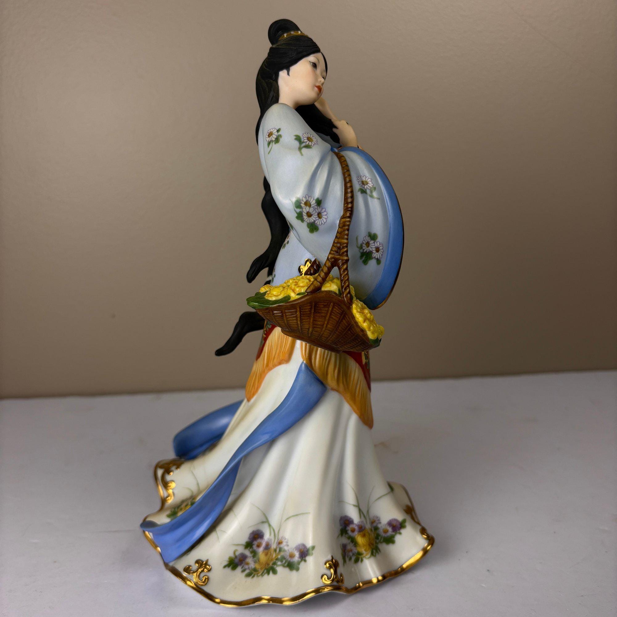 Lena Liu, Porcelain Danbury Mint Figurines - Iris, Plum Blossom, and Chrysanthemum - Vintage - Etsy