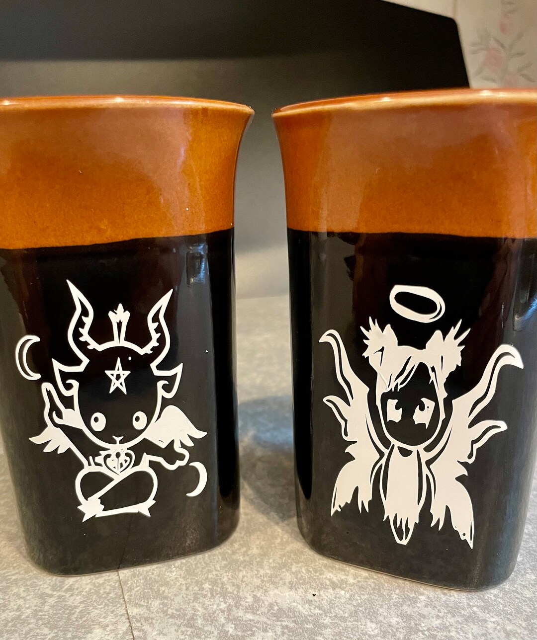 Little Devil and Little Angel Coffee Mugs With Handles for Hot or Cold ...