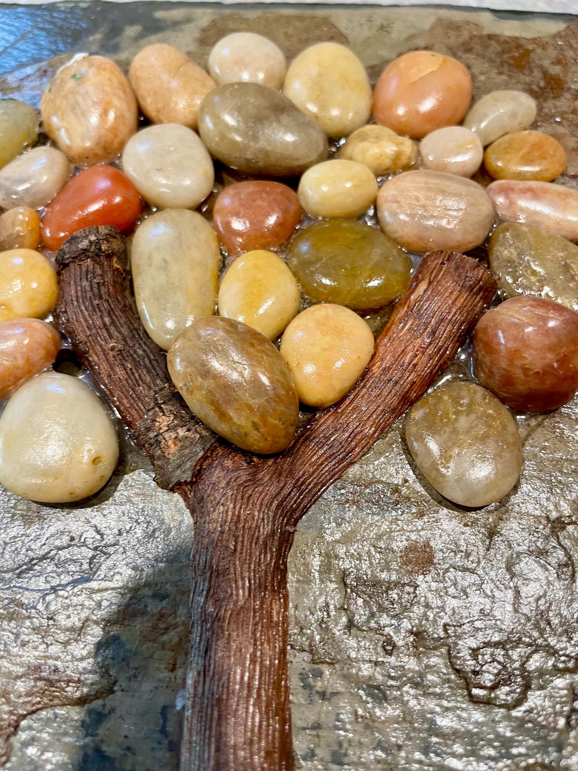 Stone Art Tree and Flower Handmade Slate Decor Wall Hanging Set - Etsy