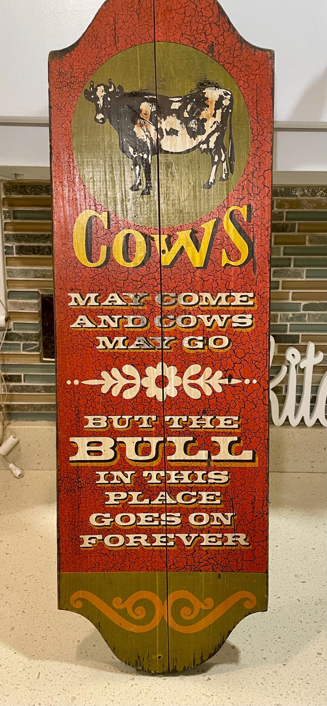 Vintage George Nathan Cows Farmhouse Wood Screened Art Wall Sign - Etsy