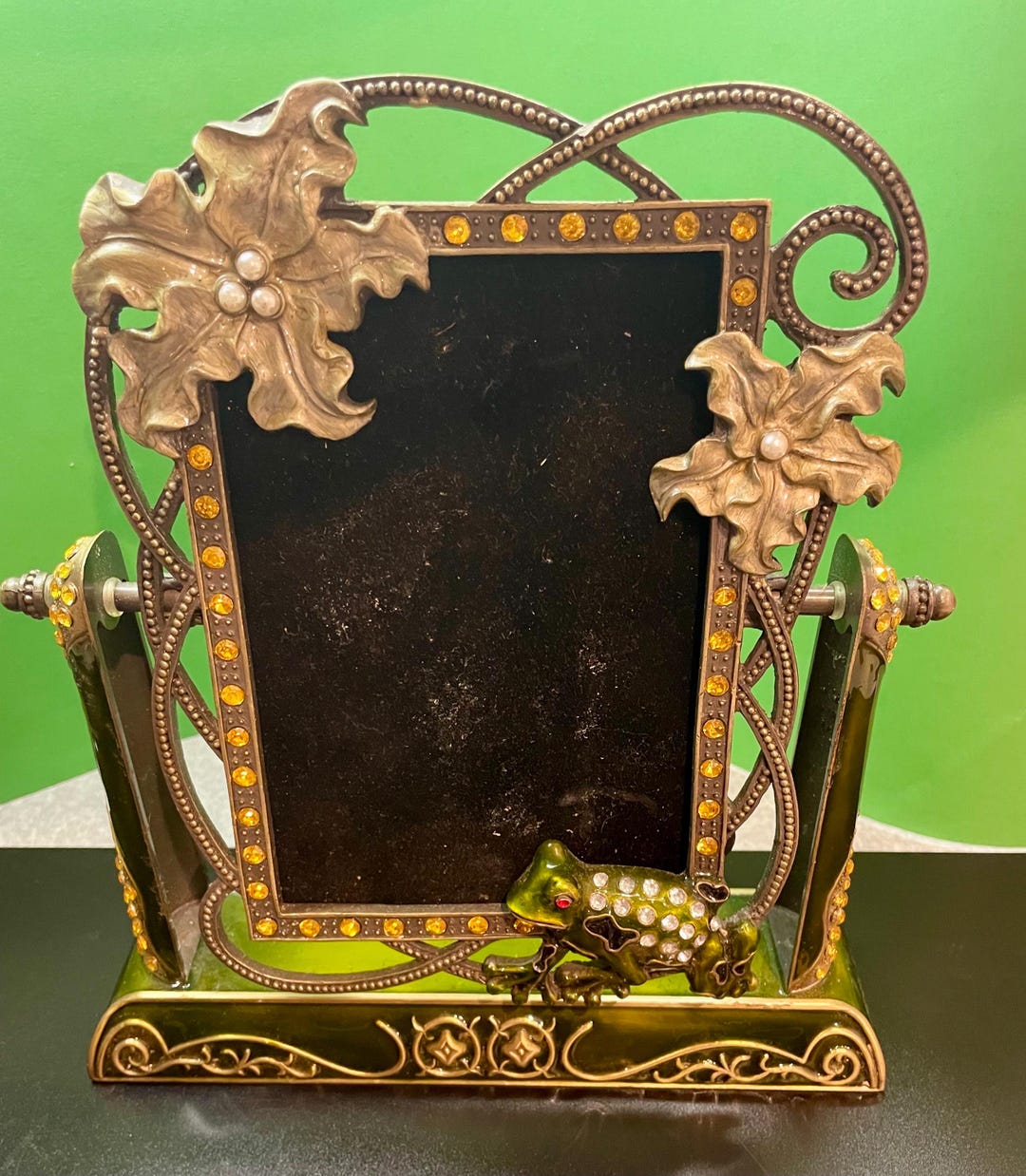 Vintage Ashley Manor Green Frog With Red Eye Enameled Jeweled Victorian ...