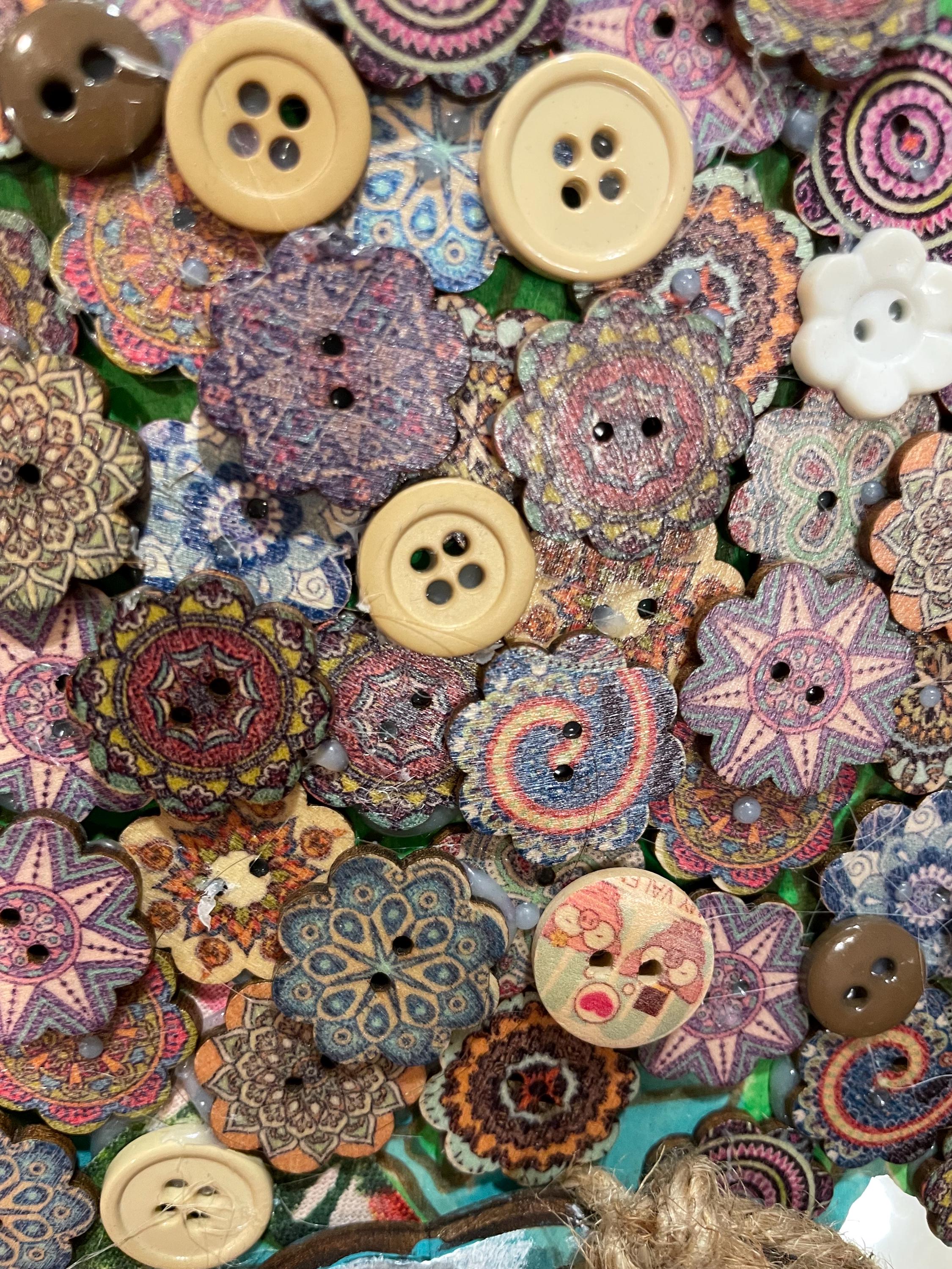 Handmade Rustic Wood Button Tree Flowers on Wood Mason Jar With Stand ...