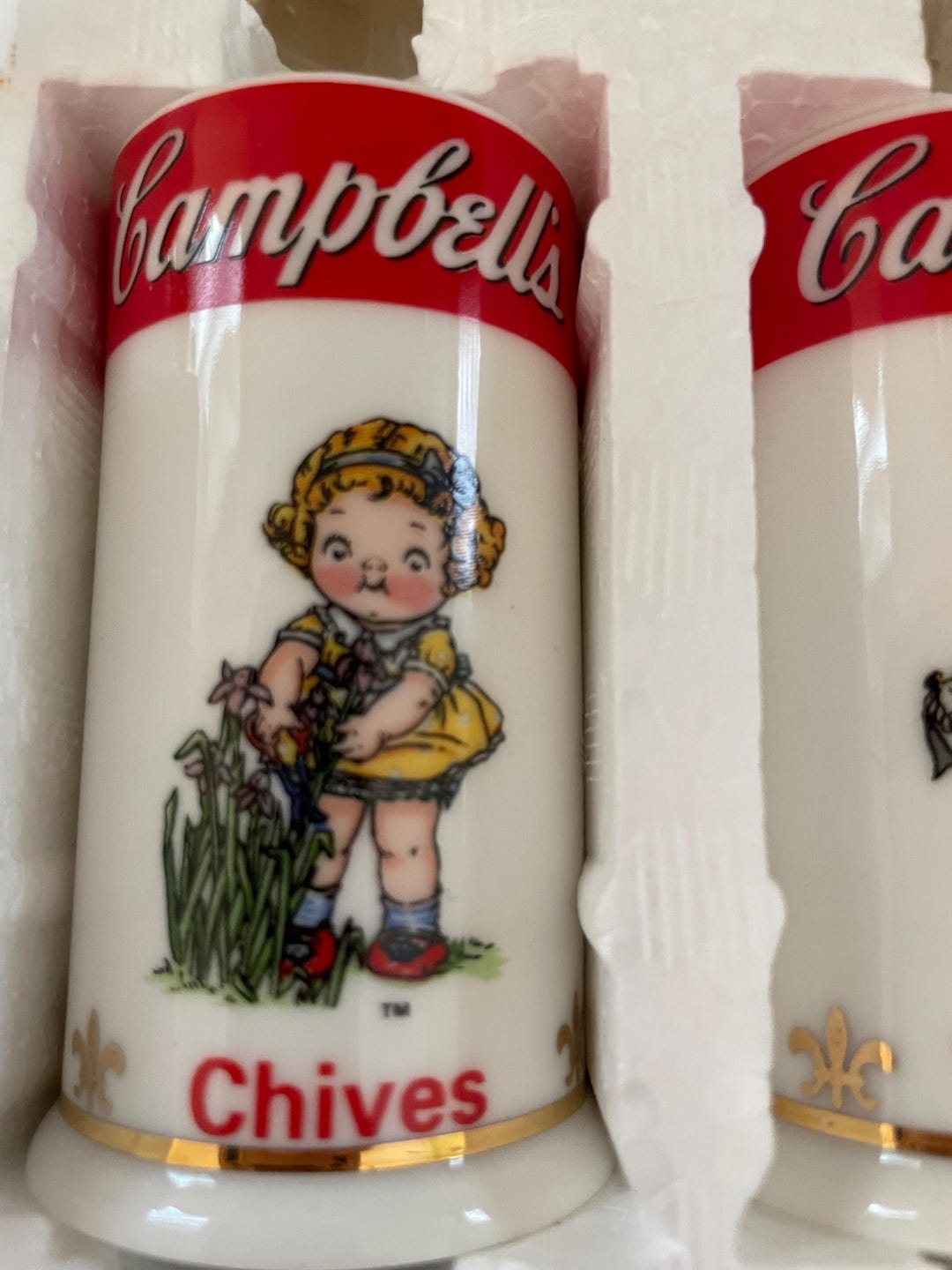 Danbury Mint- Campbell Soup Kids Spice Jars - Chives and Tarragon Glass ...