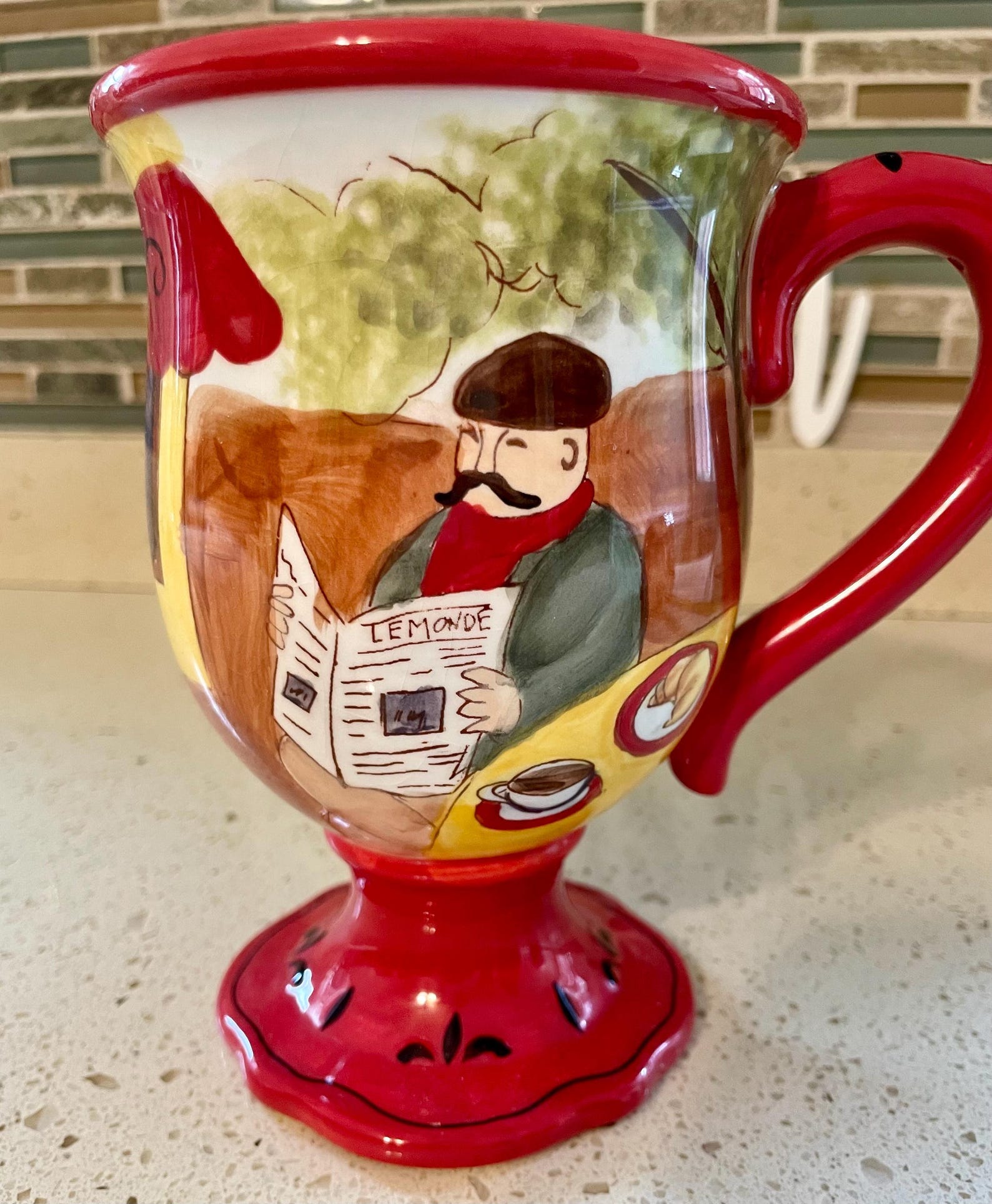 Set of 3 Jennifer Brinley Certified Sidewalk Cafe Pedestal Coffee Mugs ...