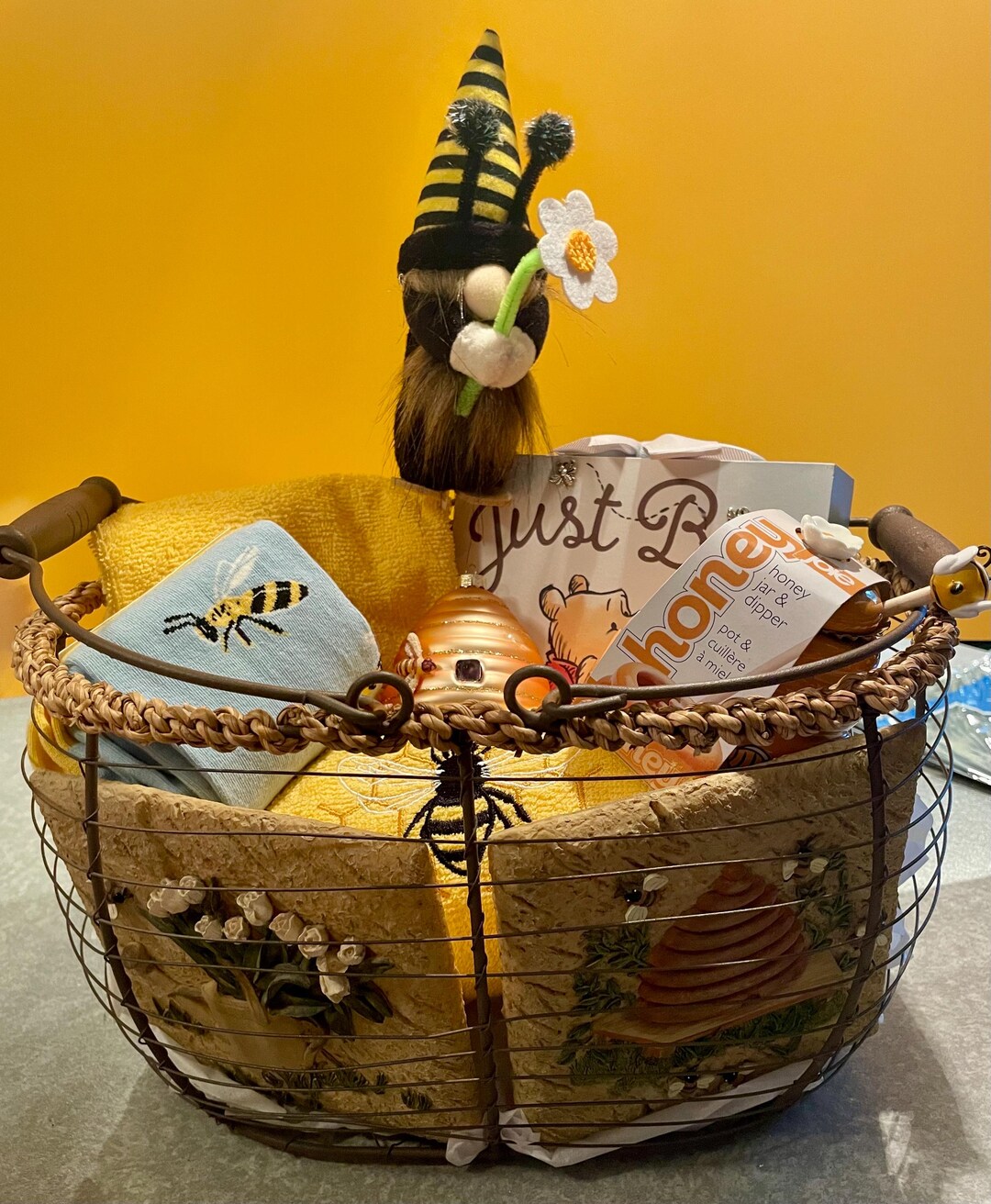 Bee Crazy Gift Basket for Bee Lovers - Vintage Wall Plaques, Honey Jar ...
