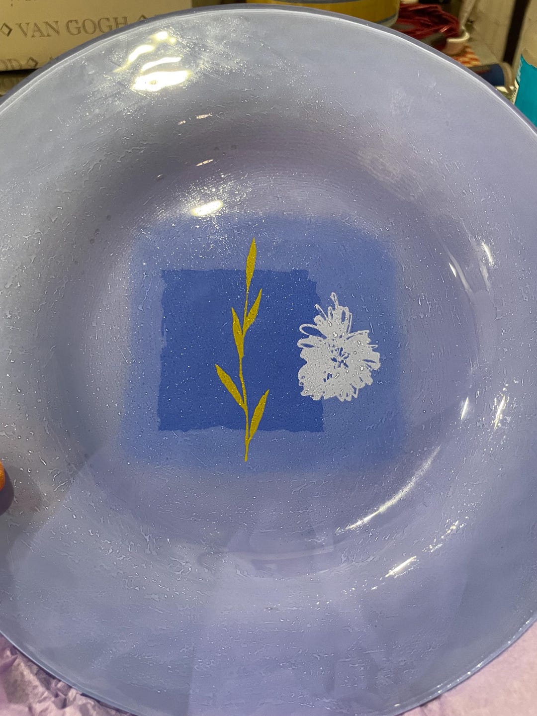 Dibbern Hand-painted Glass Plates Pale Blue Yellow and White Flower ...