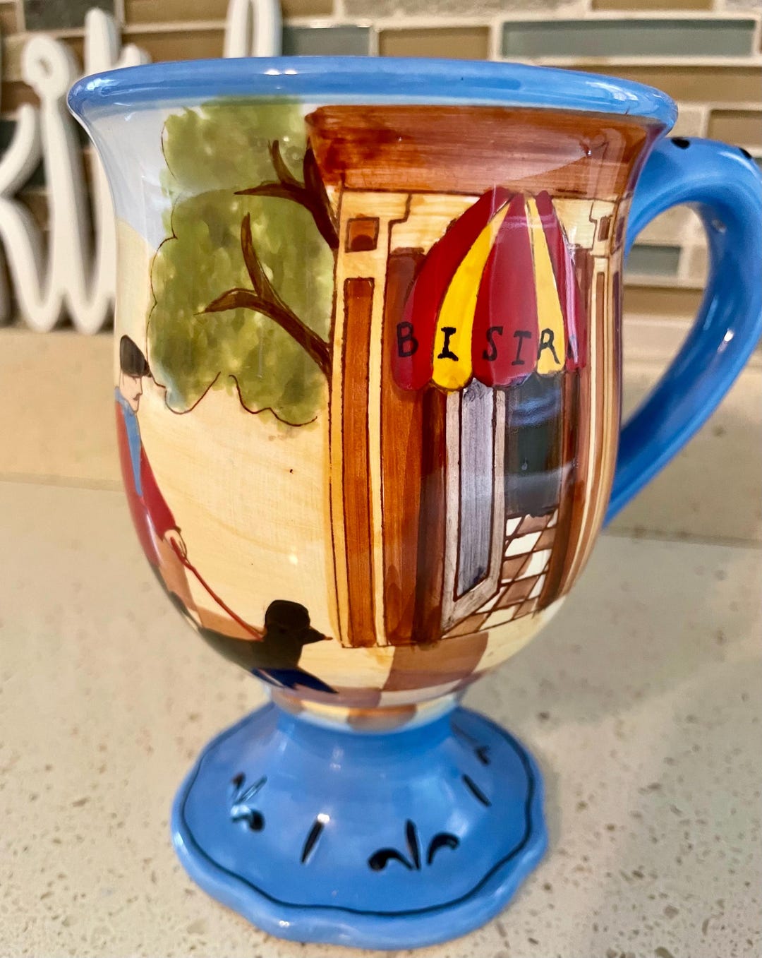 Set of 3 Jennifer Brinley Certified Sidewalk Cafe Pedestal Coffee Mugs ...