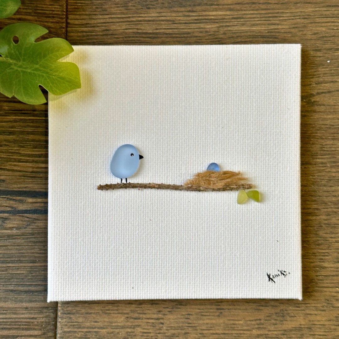 Miniature New Parent Art WITH STAND, Sea Glass Art, Pebbles Art, Beach ...