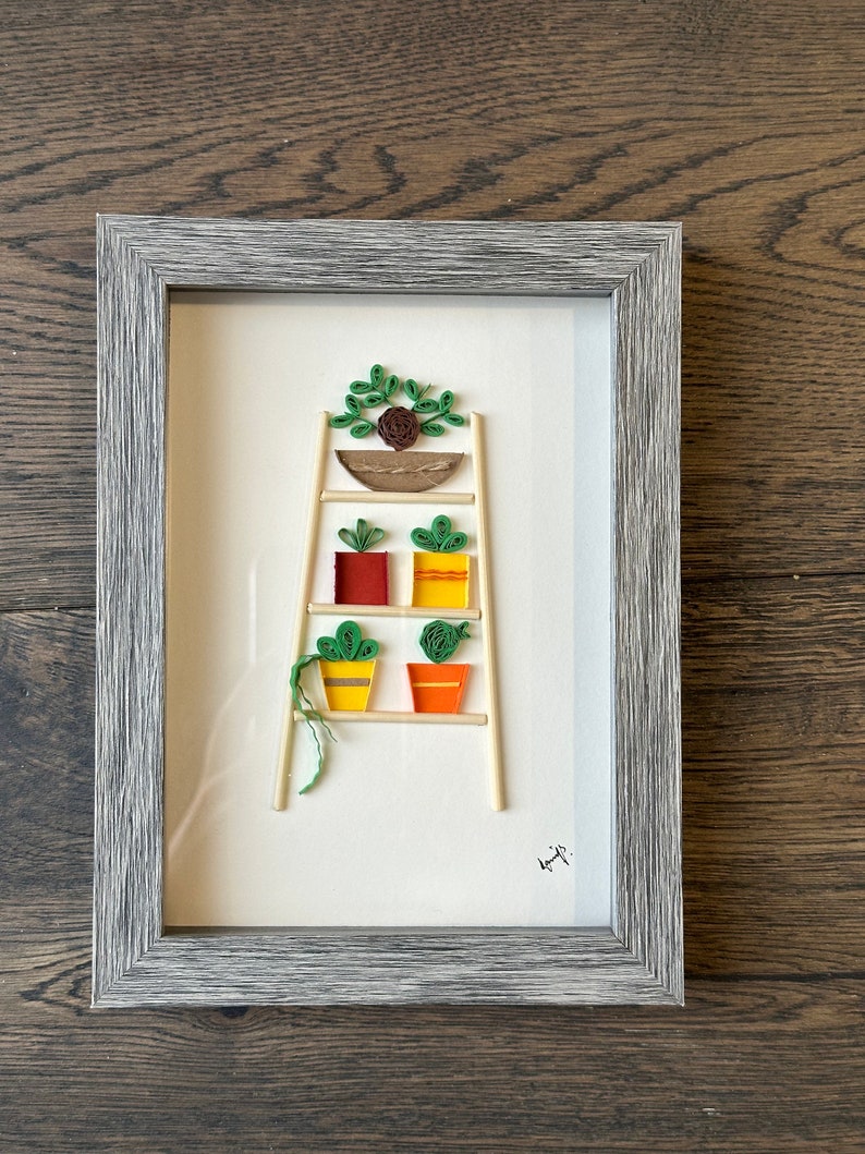 3D Quilling Plant Ladder Framed Artwork Botanical Paper Quill Wall ...