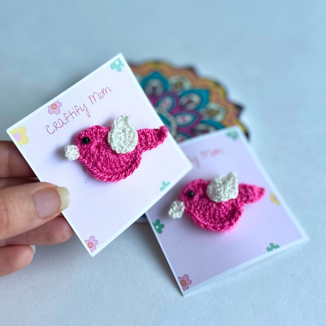 Cute Bird Hair Clips, Crochet Bird Hair Barrettes, Pair of Handmade ...