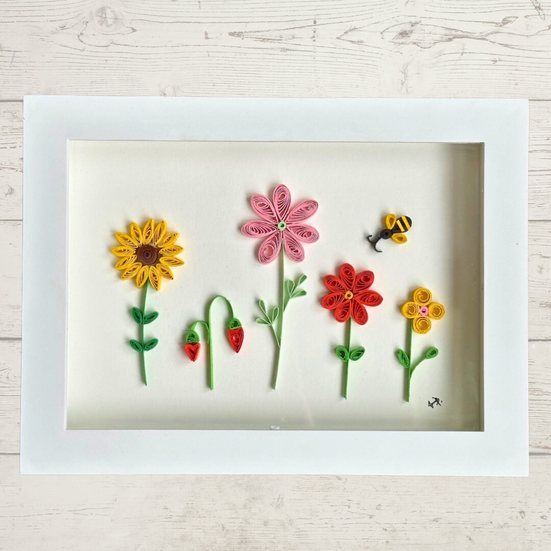Handcrafted Quilled Flower Garden Wall Art: 3D Paper Art (5x7 In) - Etsy